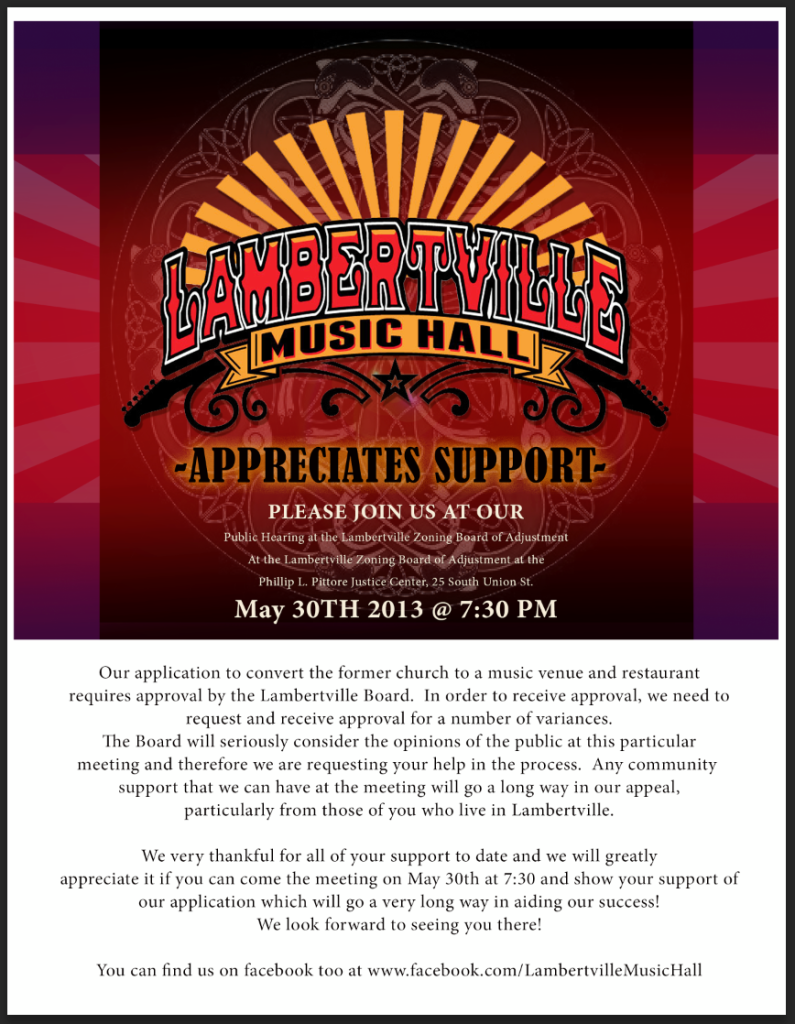 Support Lambertville Music Hall - Hunterdon Happening